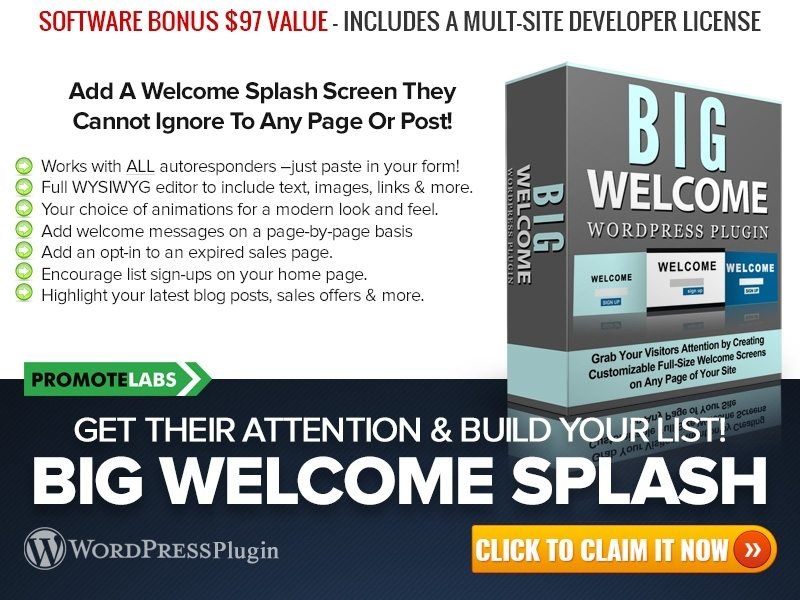 Big Welcome Splash WP Plugin - WP Compress